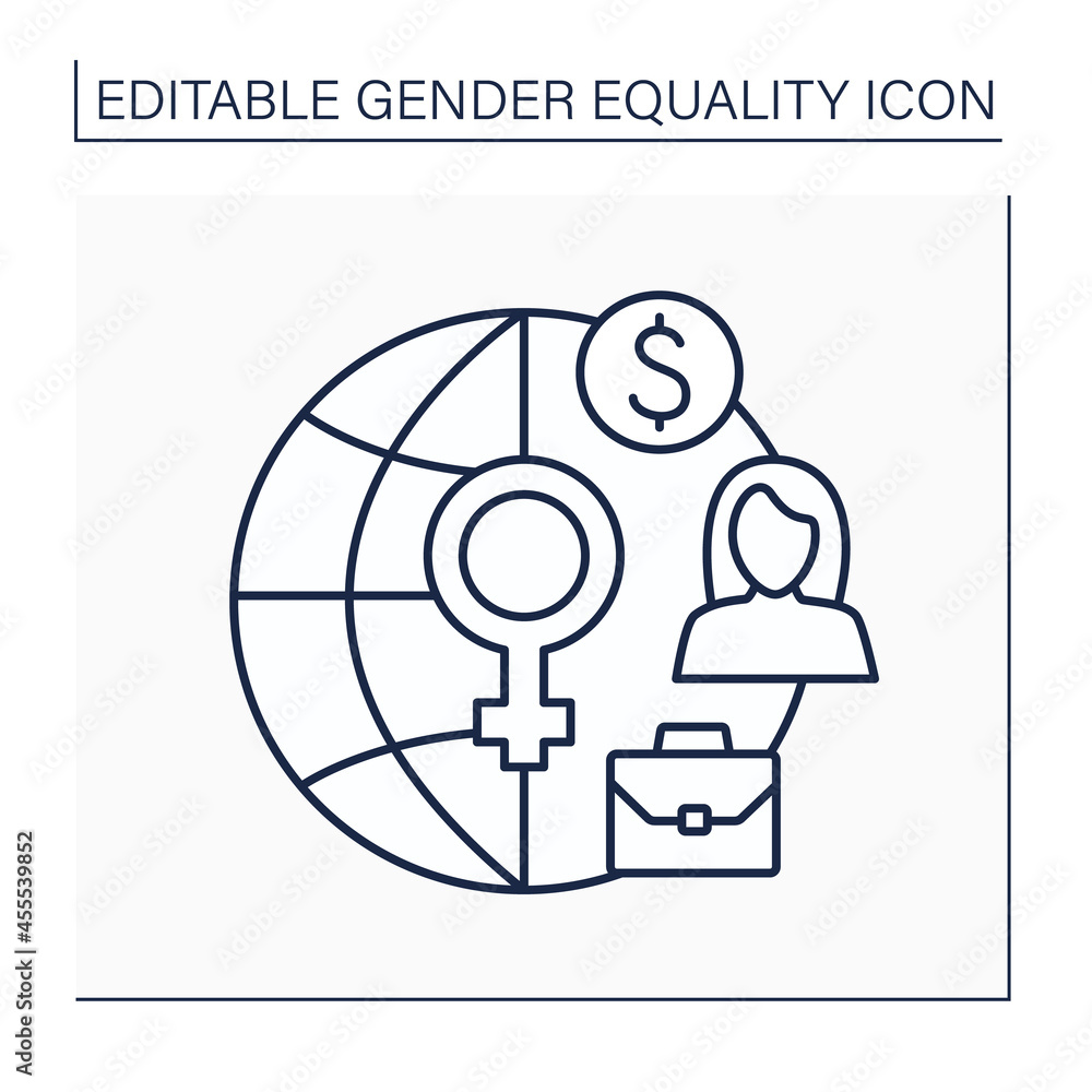 Female economic activity line icon. Women in economy and business ...