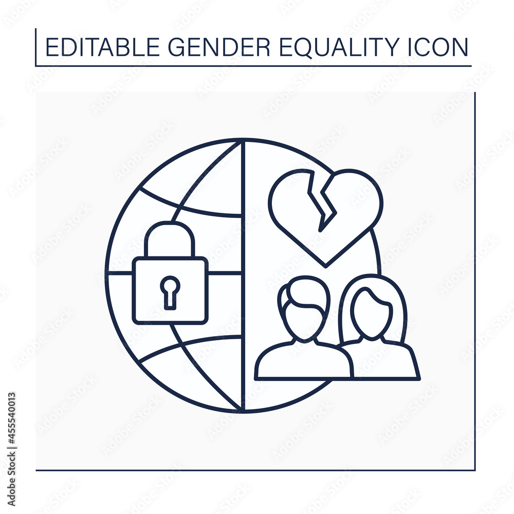 Forced marriage line icon. Marry without consent or against will ...