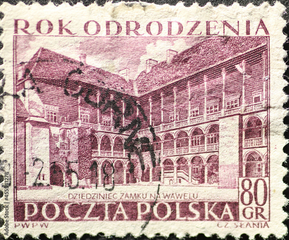 POLAND-CIRCA 1953: A post stamp printed in Poland showing a historic ...