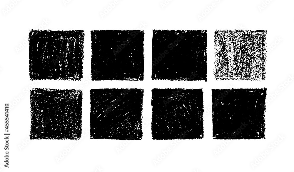 Black rough edge vector square boxes. Black painted squares or rectangular shapes. Hand drawn ...