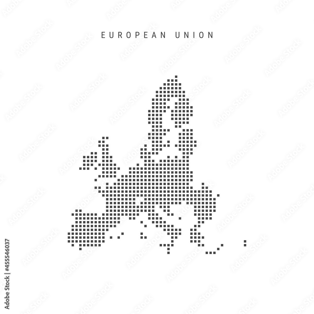 Square dots pattern map of European Union. Dotted pixel map. Vector ...