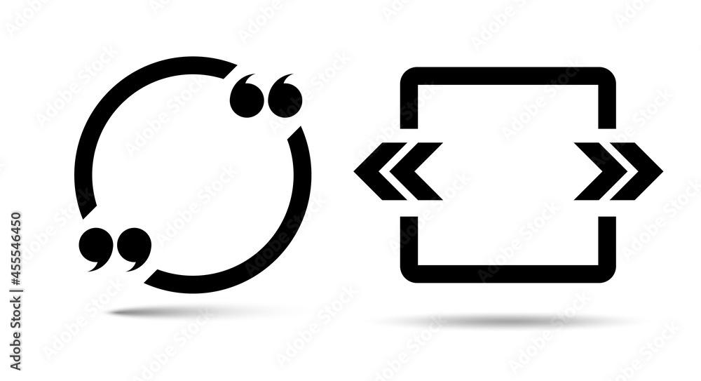 Circle and square quote frame icons. Quotation marks. Flat vector ...