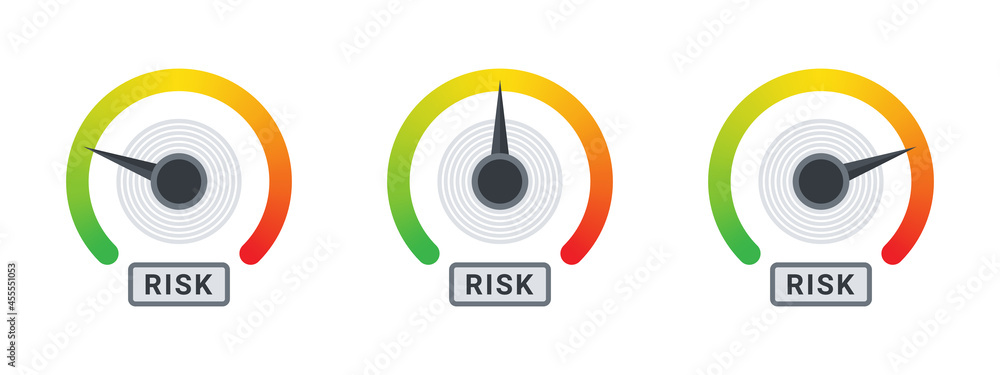 Risk meter. Risk icons. Meter signs concept. High risk scale concept ... Risk meter. Risk icons. Meter signs concept. High risk scale concept ...