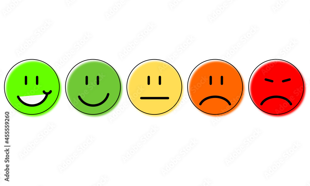 Vector illustration of facial expressions. icon set of smileys ...