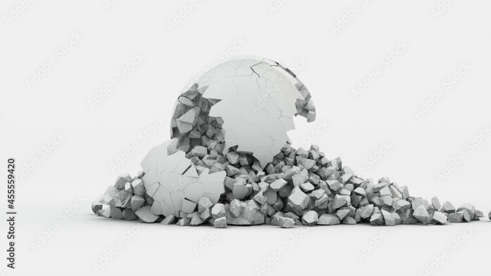 Vidéo Stock Abstract 3d animation of the destruction of a white sphere ...
