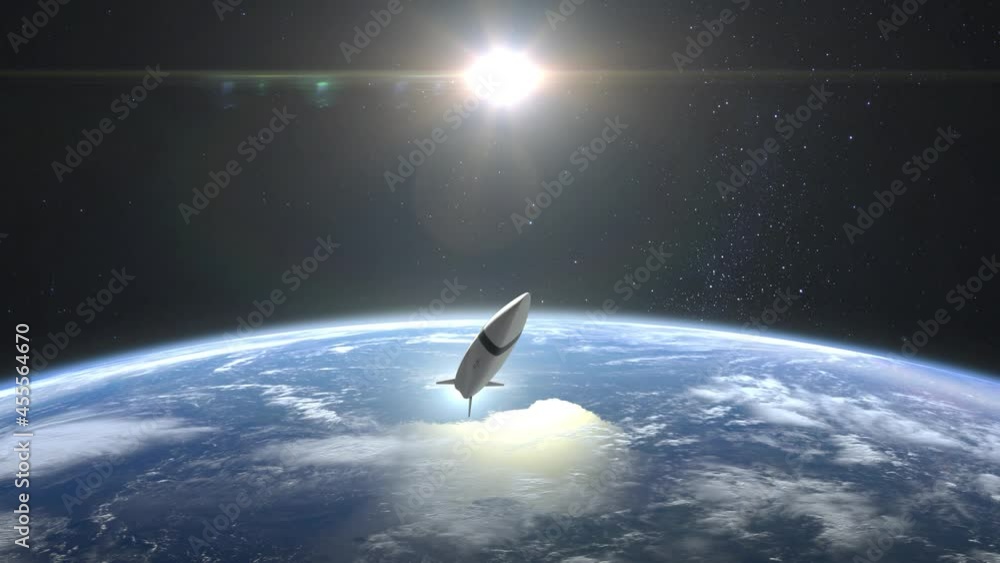 A hypersonic missile with a nuclear warhead takes off over the Earth ...