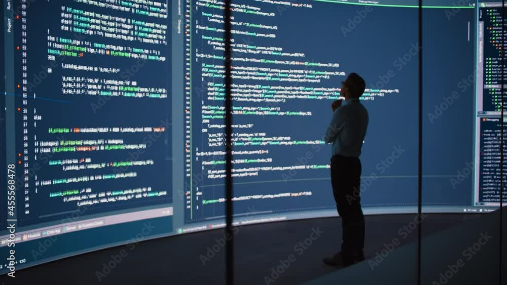 High-Tech Startup Concept: Innovative Male Software Engineer Standing ...