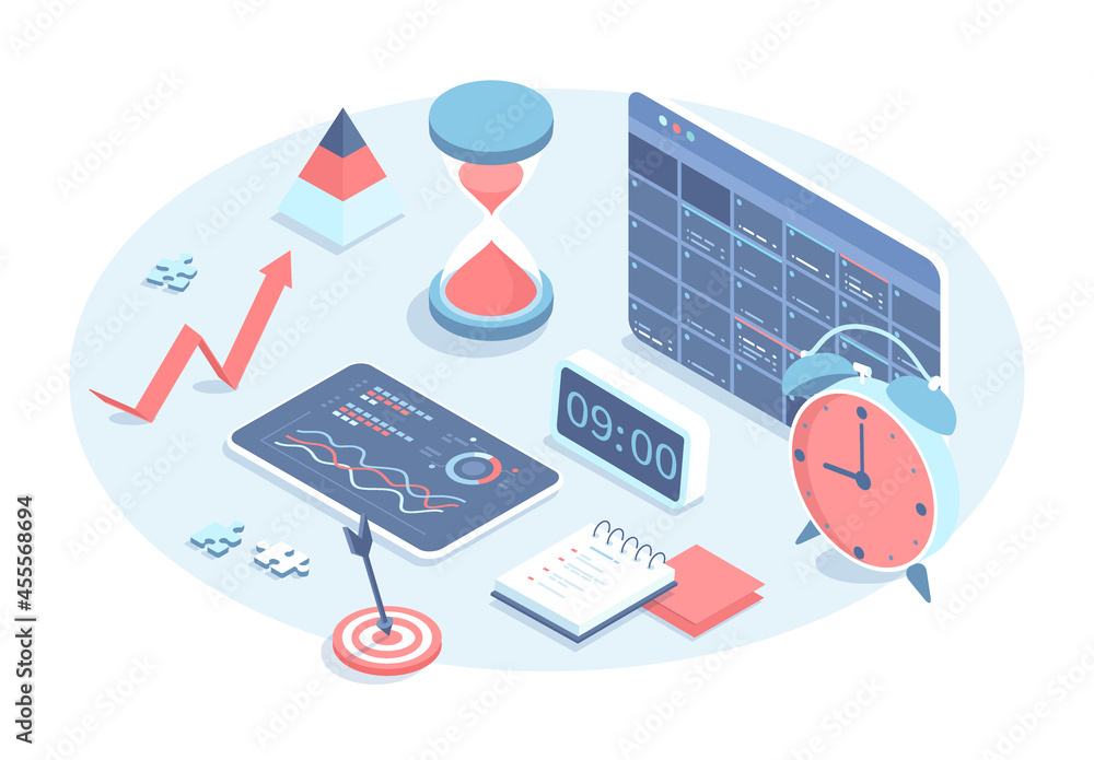 Time management and work organization. Planning schedule in application ...
