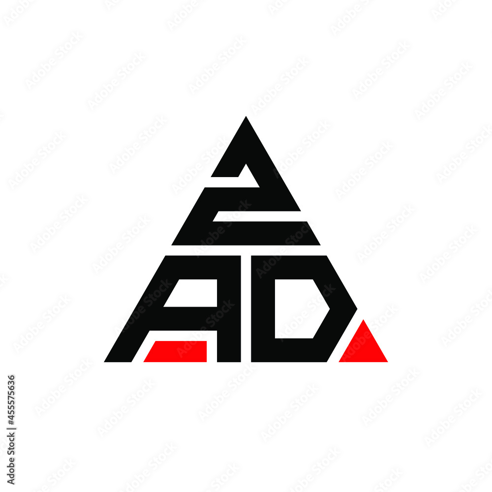 ZAD triangle letter logo design with triangle shape. ZAD triangle logo ...