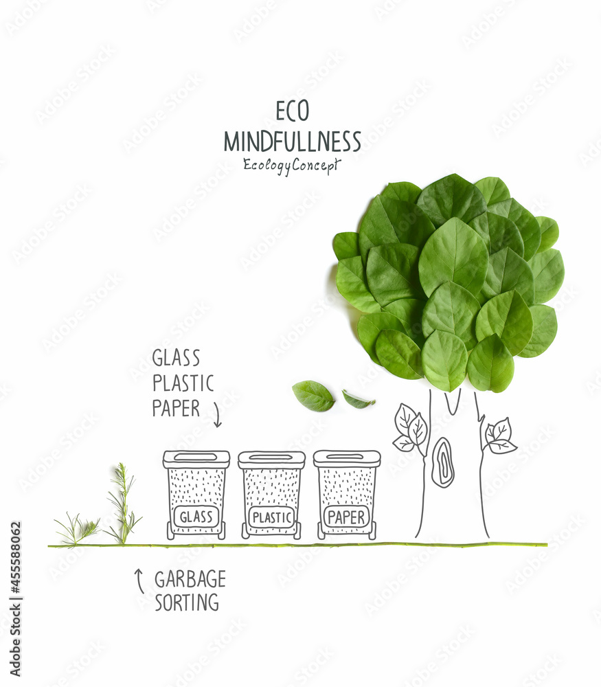 Environmentally friendly planet. Tree crown, made of green leaves and ...