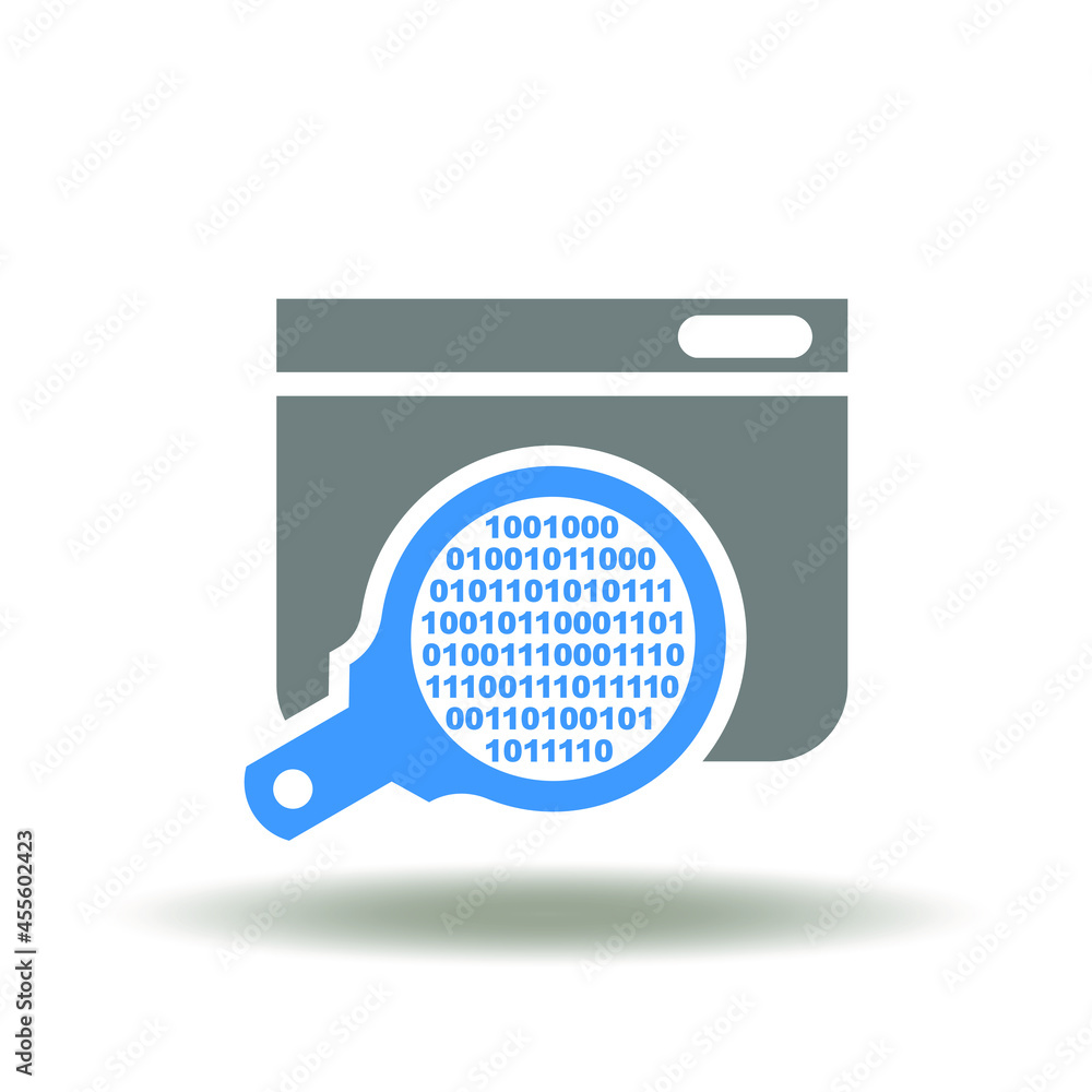 Website and magnifier with digital numbers zero one vector illustration ...