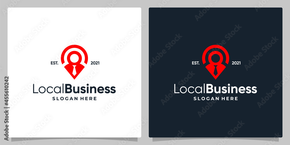 Map pin location symbol with logo a leader and business card design ...