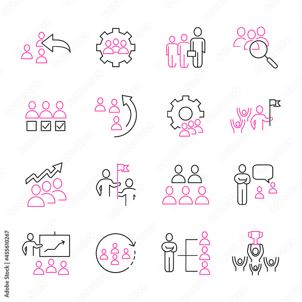 Team Work icons set. Team Work pack symbol vector elements for ...