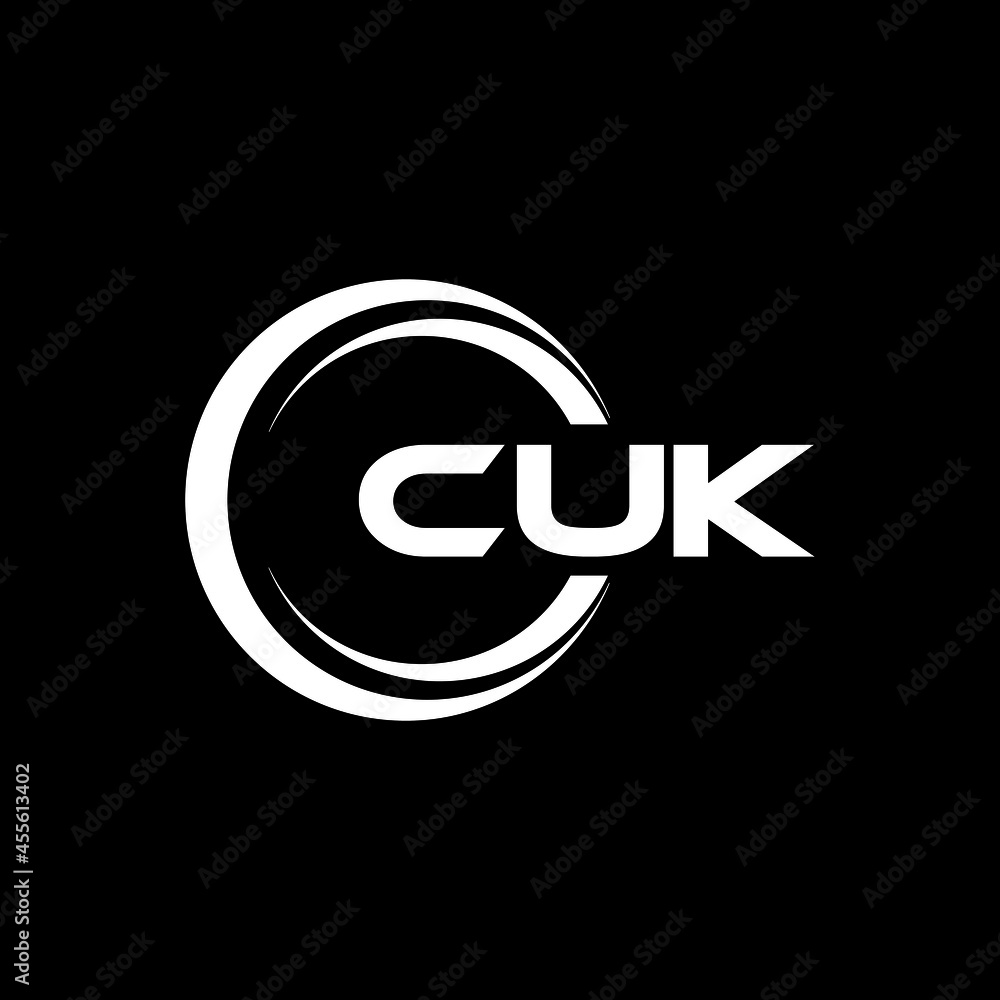 CUK letter logo design with black background in illustrator, vector ...