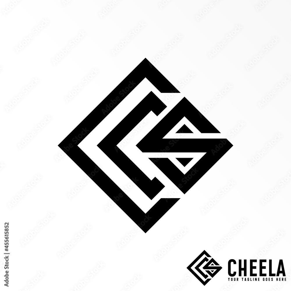Letter or word CCS font in Rectangular line image graphic icon logo ...