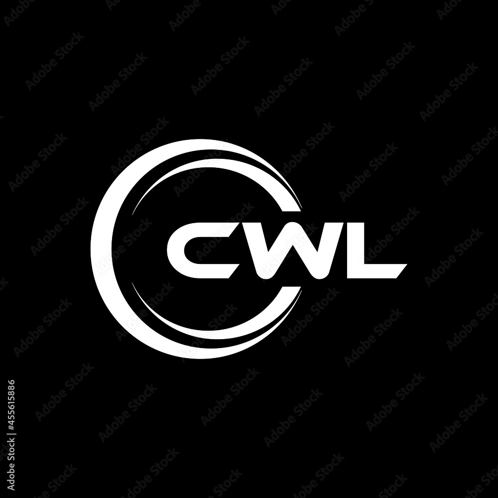 CWL letter logo design with black background in illustrator, vector ...