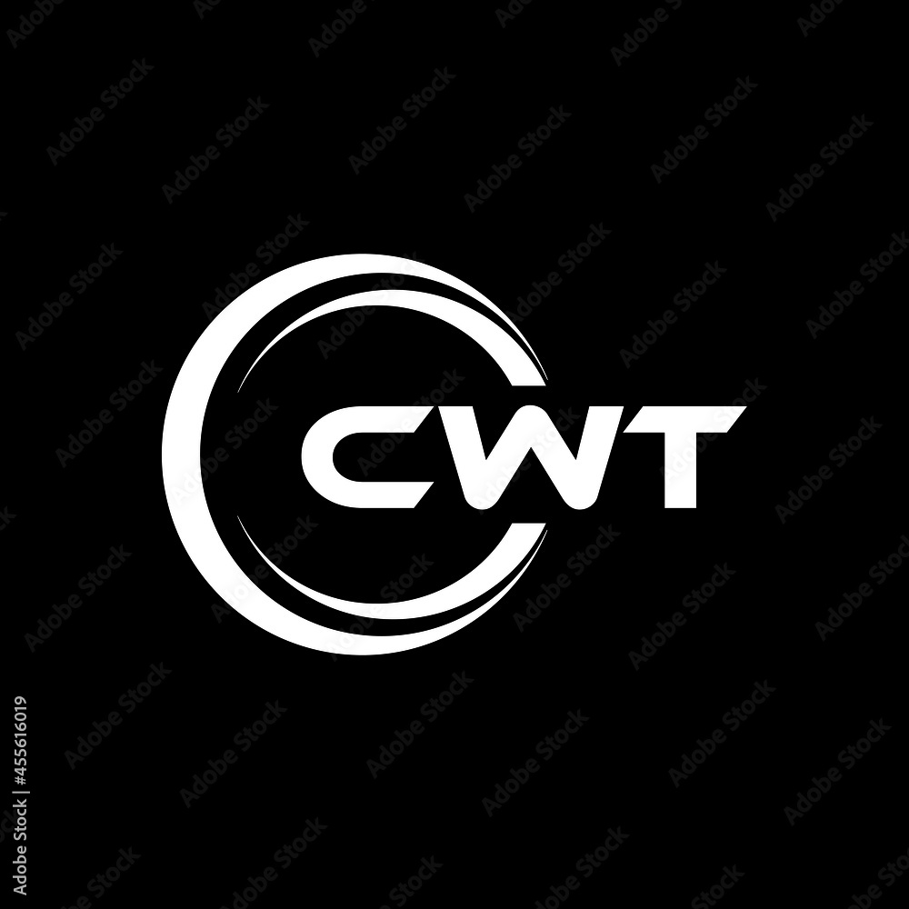 CWT letter logo design with black background in illustrator, vector ...