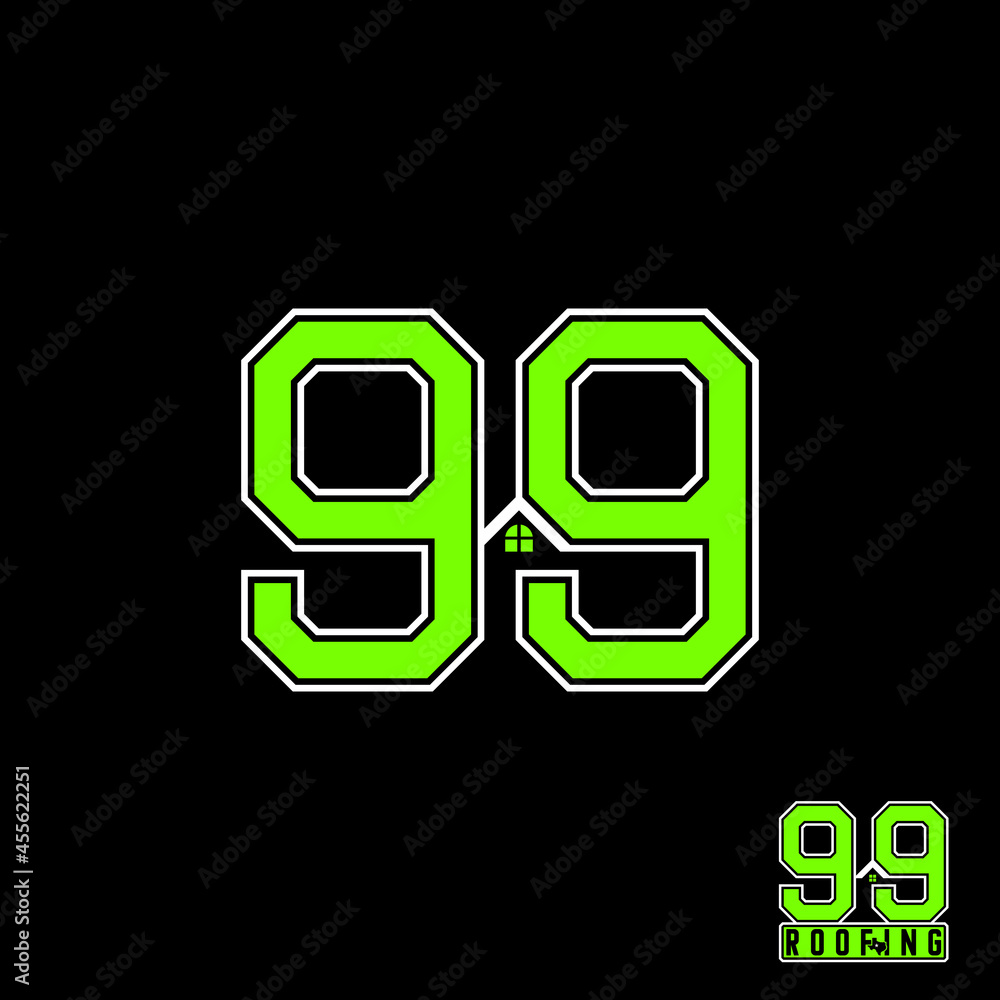 Number 99 and Roof house image graphic icon logo design abstract ...