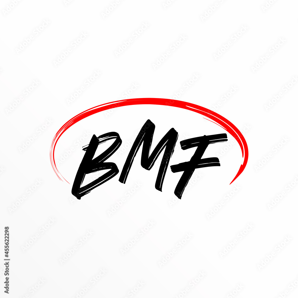Letter or word BMF scratch font in Ellipse image graphic icon logo ...