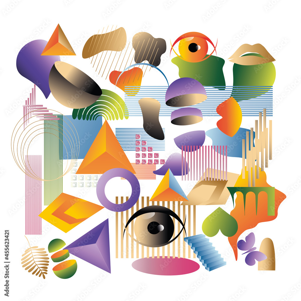 Modern set of vector gradient elements and shapes, details for creating ...