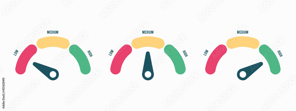 Radial scale from red to green with arrow hand pointer. illustration ...