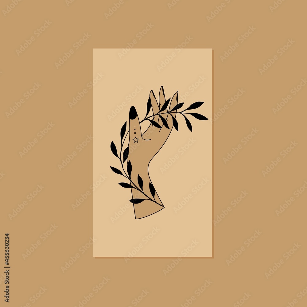 Alchemy esoteric magic celestial talisman on woman hands, sun, moon ...