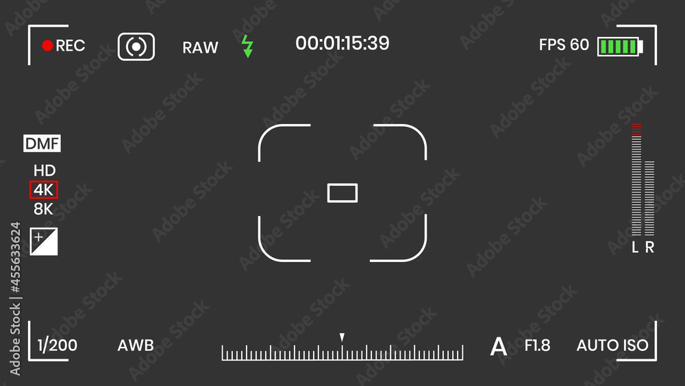 Camera viewfinder video or photo frame recorder flat style design ...
