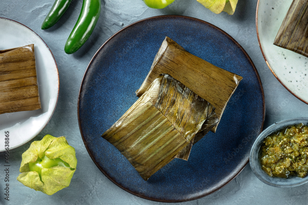 Tamales oaxaquenos, traditional dish of the cuisine of Mexico, various ...