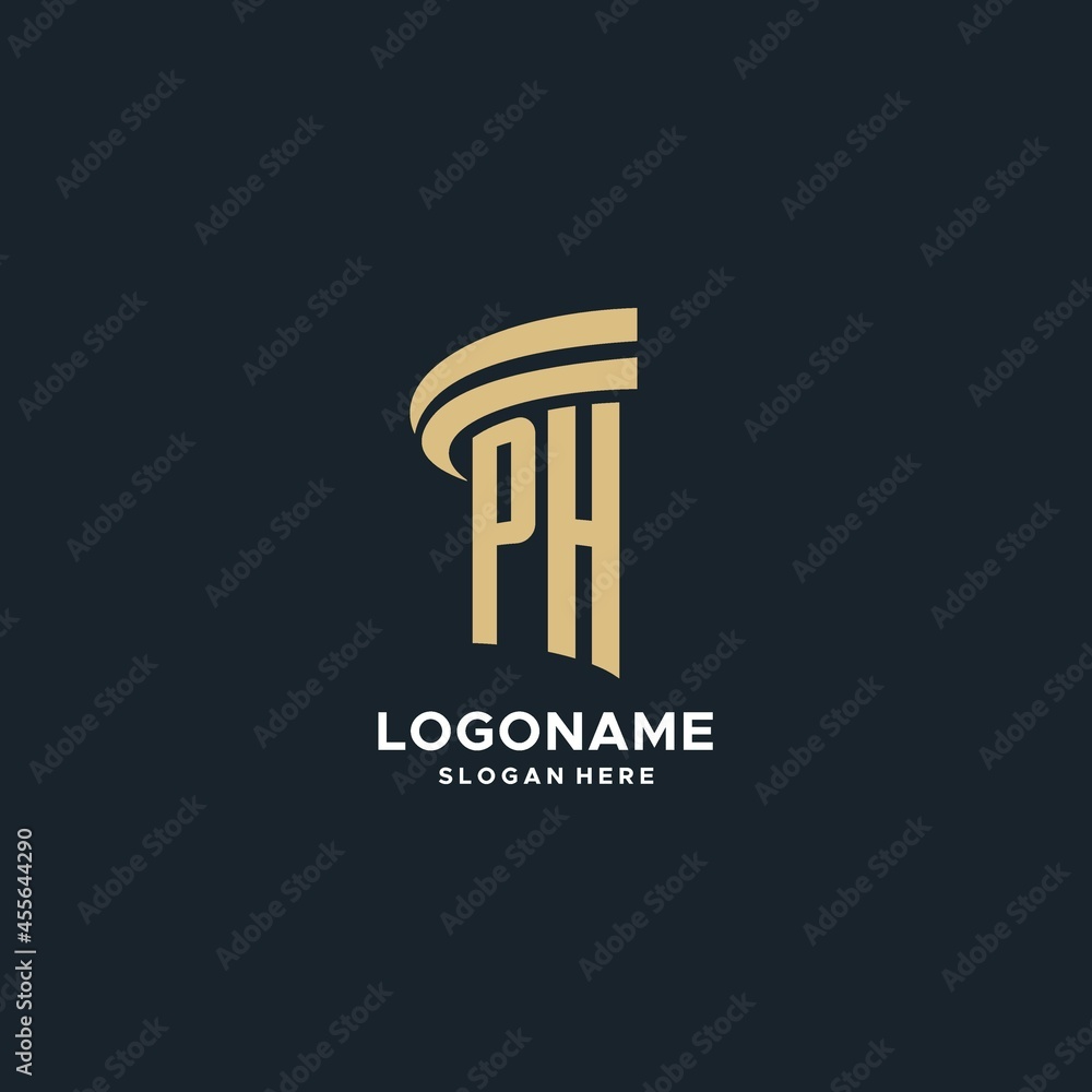 PH monogram with pillar icon design, luxury and modern legal logo ...