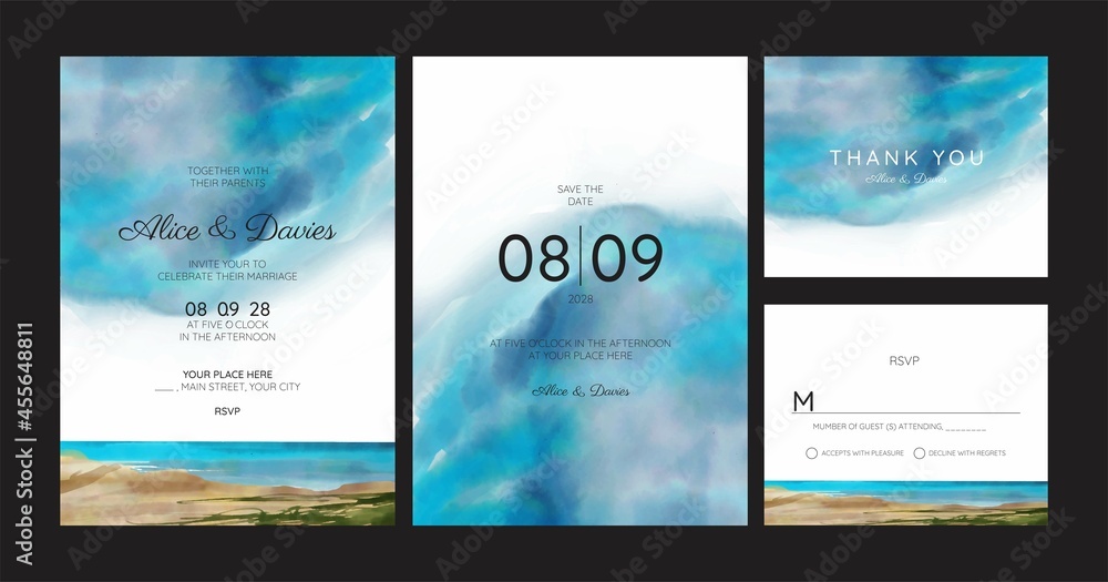 wedding cards, invitation. Save the date sea style design. Romantic ...