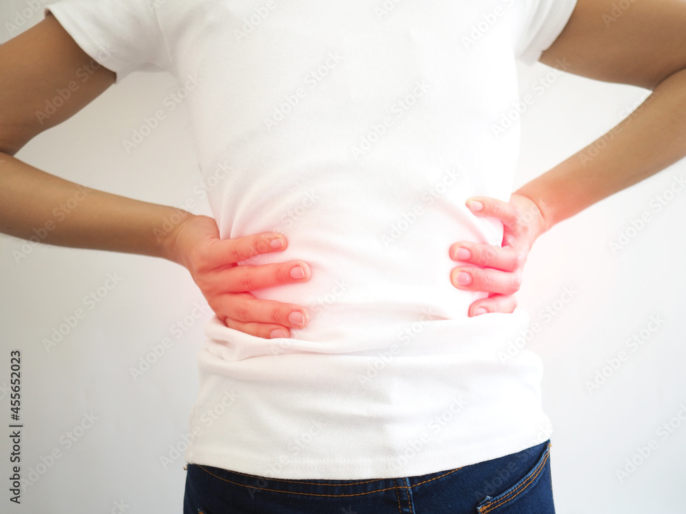 Woman back pain and lumbar pain caused by pyelonephritis, kidney stones ...