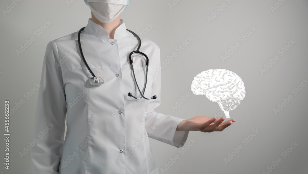 Neurologist doctor, brain specialist. Aesthetic handdrawn highlighted ...