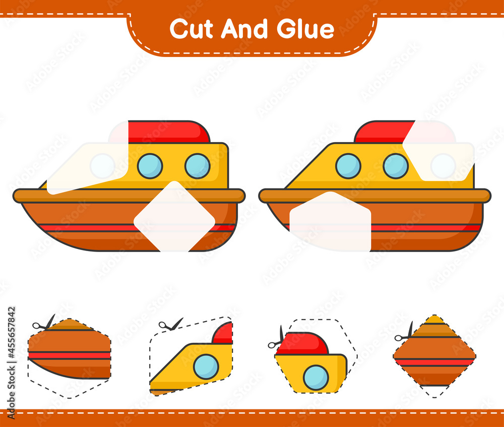 Cut and glue, cut parts of Boat and glue them. Educational children ...