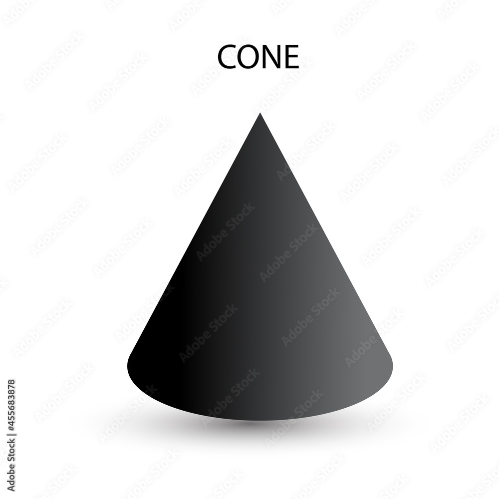 Black cone with gradients and shadow for game, icon, package design, logo, mobile, ui, web ...