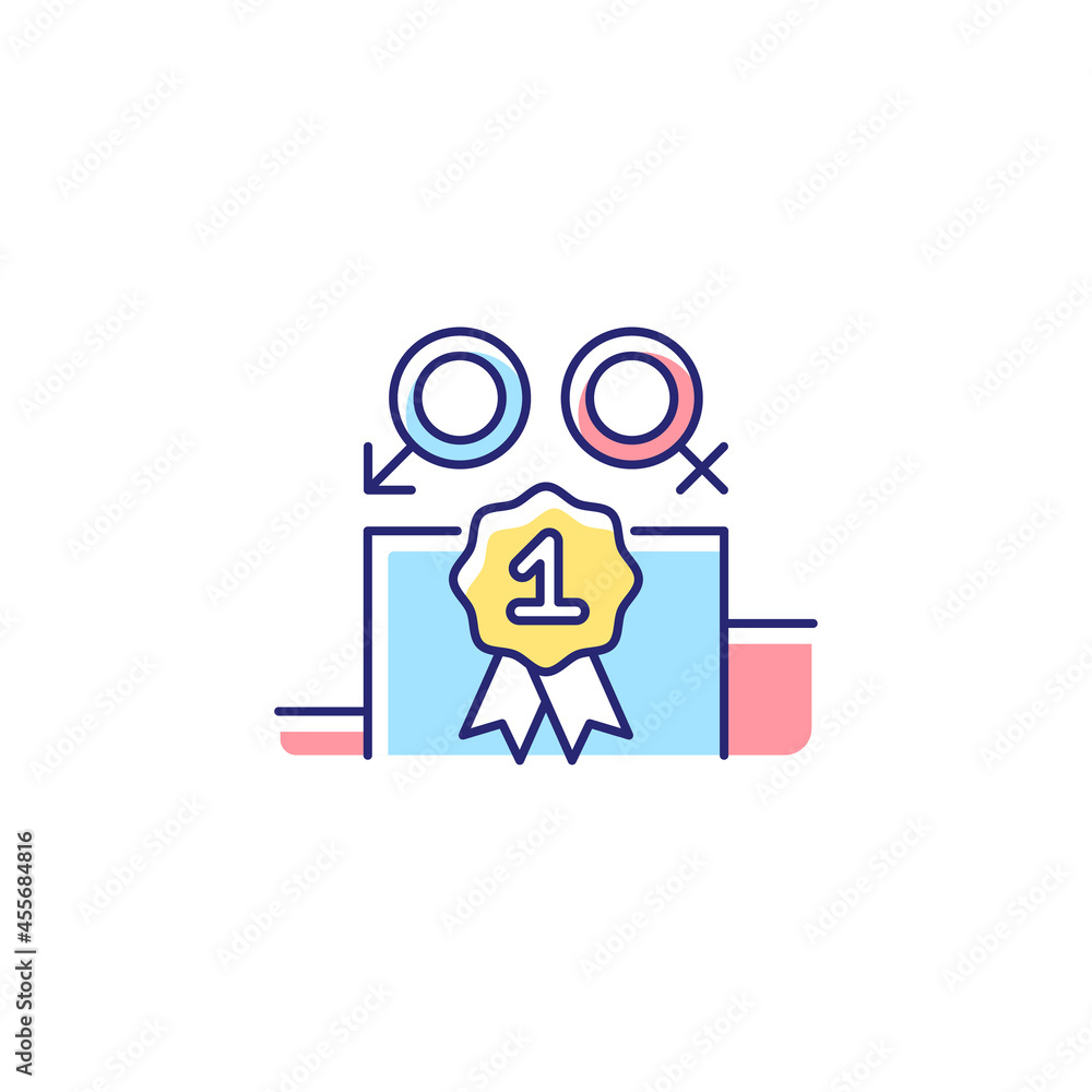 Gender equality RGB color icon. Enjoy equal rewards. Gender parity ...