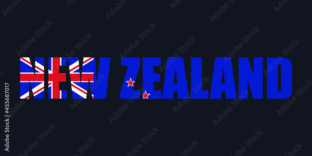 New Zealand text, isolated on dark background, vector illustration. New ...