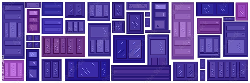 background with squares, set of windows , background of blue windows of ...