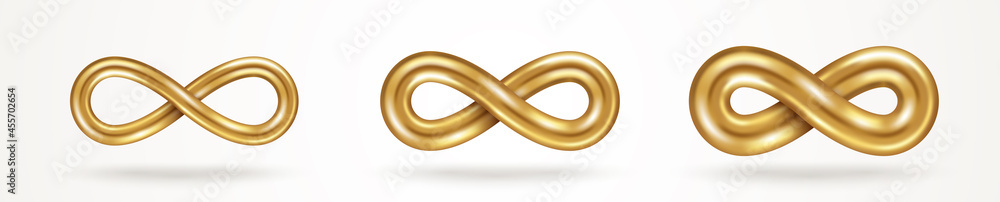 Infinity gold symbols set isolated on white background, various ...