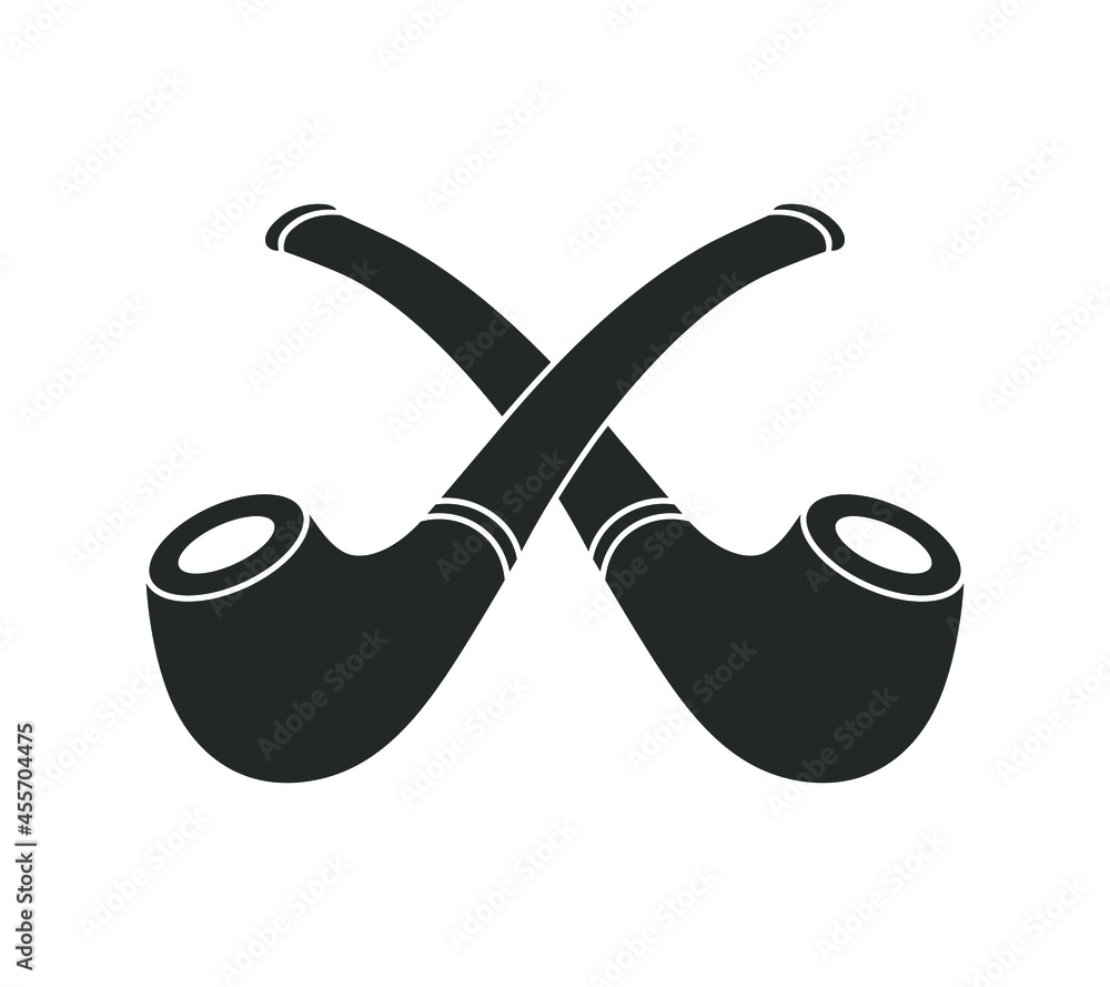 Tobacco pipes graphic icon. Crossed smoking pipes sign isolated on ...