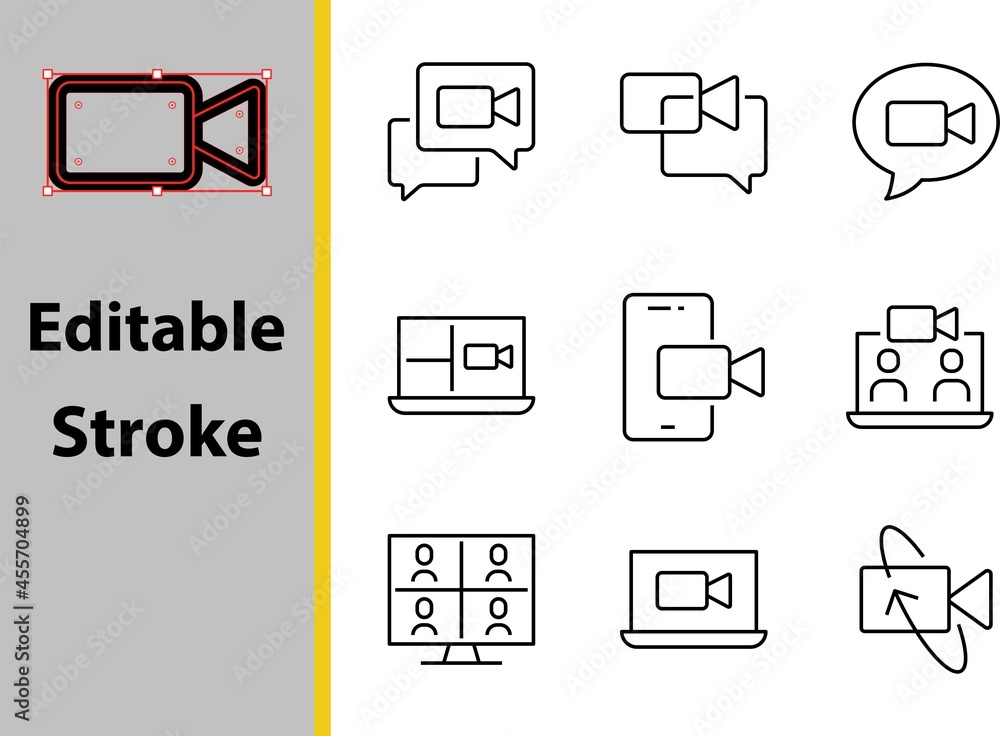 Video Conference Set of Linear Icons, a simple vector set has icons ...