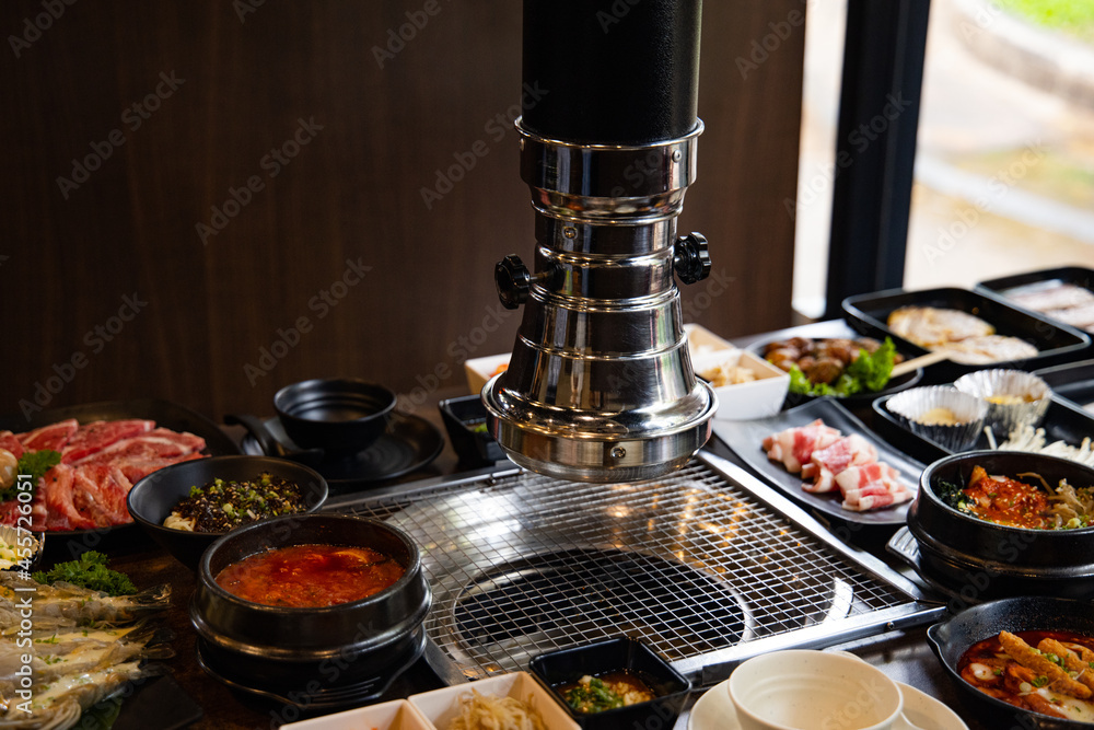Grilled korean bbq restaurant.Korean traditional food Stock Photo ...