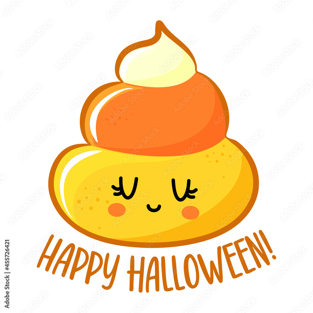 Happy Halloween - funny illustration in candy corn costume. Handmade ...