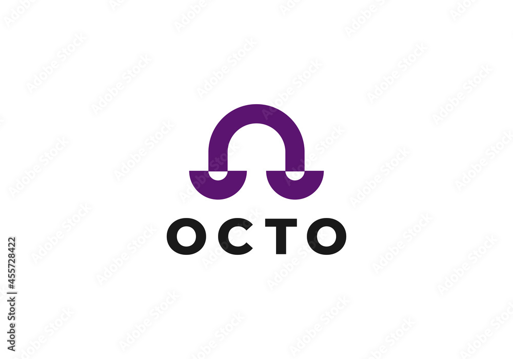 Octopus baby logo. octopus logo. Vector line art outline icon template ...