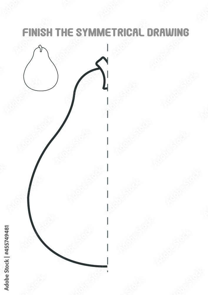 symmetrical pear fruits early learning kindergarten worksheets workbook ...