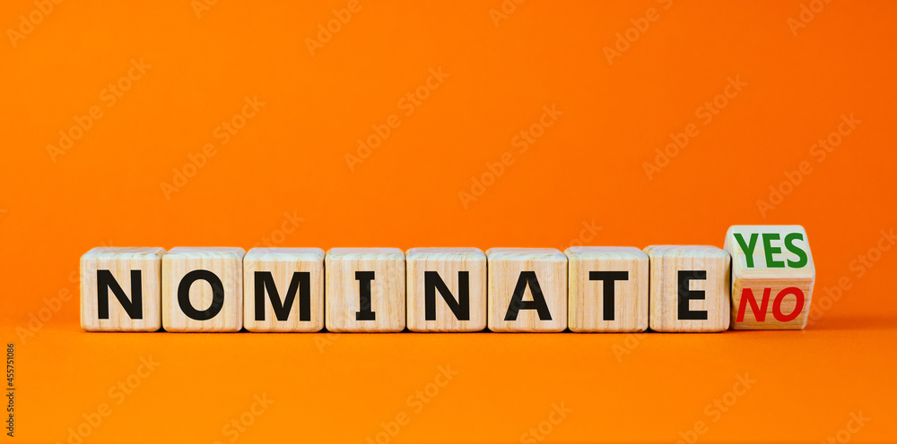 Nominate symbol. Turned a wooden cube and changed words 'nominate no ...