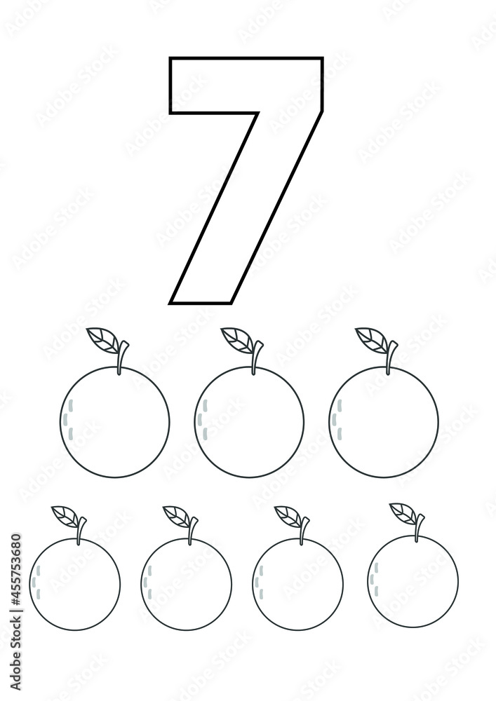 number seven fruits early learning kindergarten worksheets workbook ...