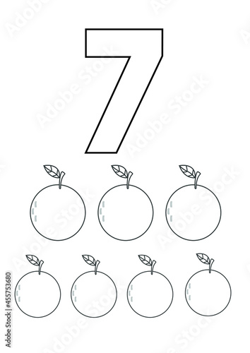 number seven fruits early learning kindergarten worksheets workbook ...