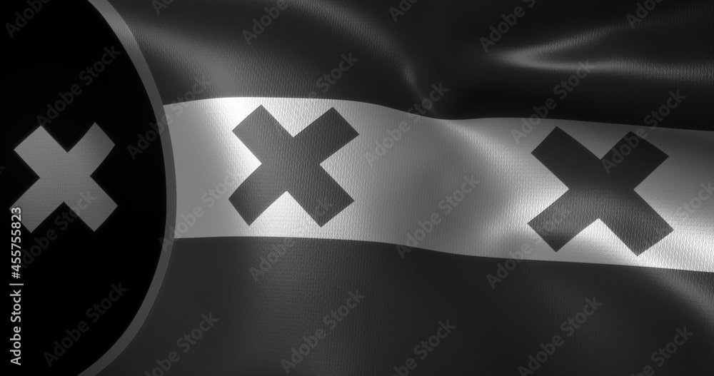 Black and white Lmanburg Flag, Dream SMP Flag with waving folds, L ...