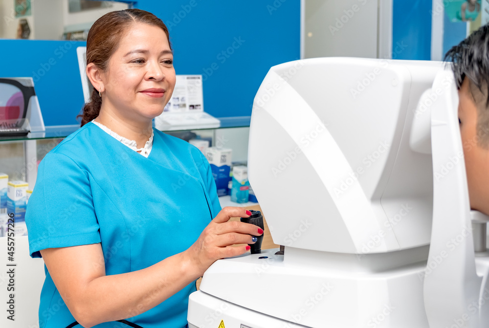 .Modern medicine contributes to the care of eyesight. Female ...