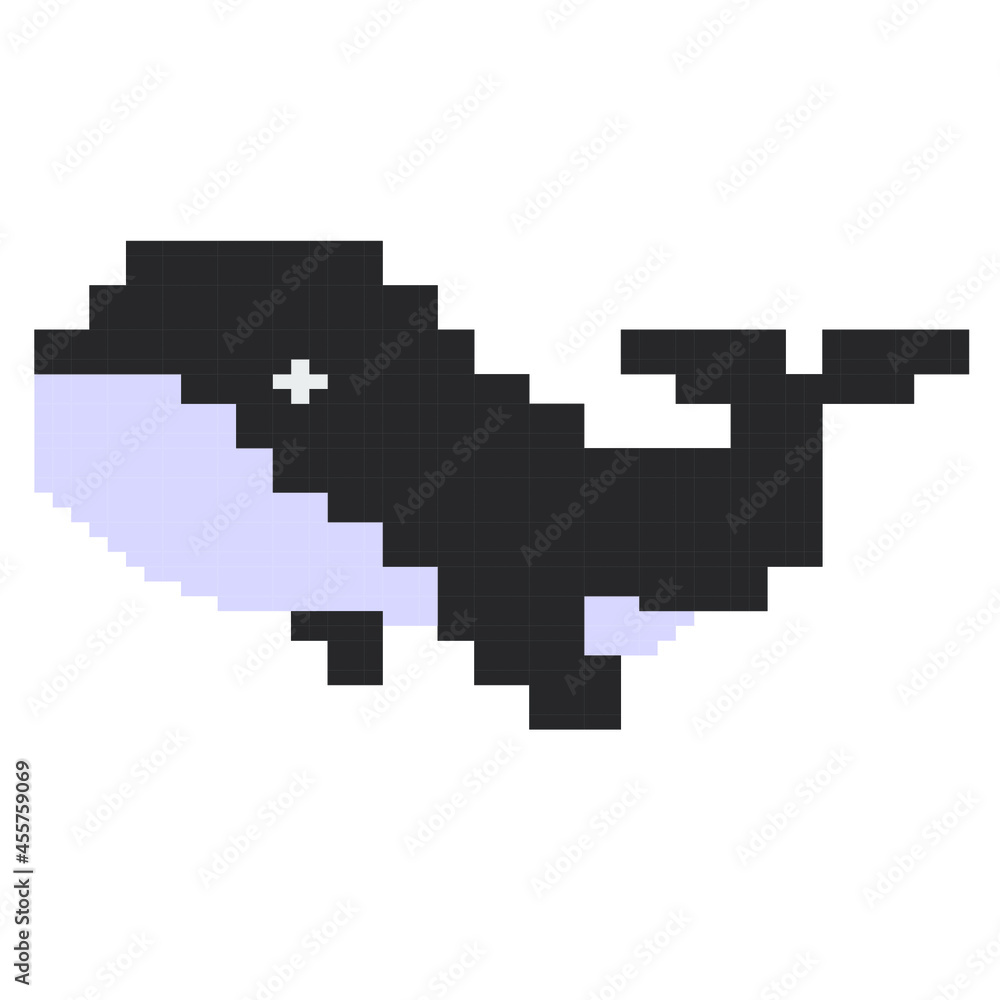 8 bit pixel whale. Vector illustration. Isolated object Stock Vector ...